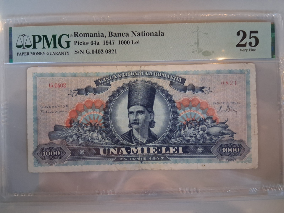 Romania 1000 lei 1947 - graded 25 | eBay