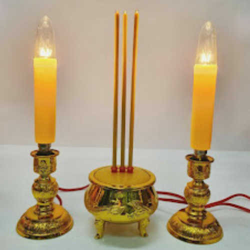 Incense Stick Electric Candle Long Bulb Set Worship Sacred Pray Light ...