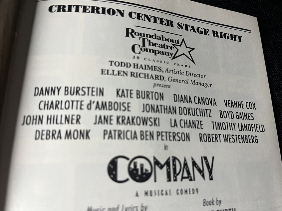 1995 Playbill COMPANY Boyd Gaines Danny Burstein Jane Krakowski La ...