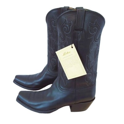 Lucchese Mens 10 EEE 3E Black Ranch Hand Leather Cowboy Western Boots ...