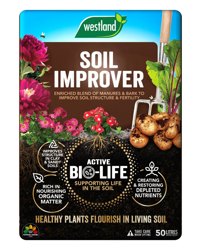 SOIL IMPROVER COMPOST ENRICHED MANURES ORGANIC CONDITIONER NEW 50L ...