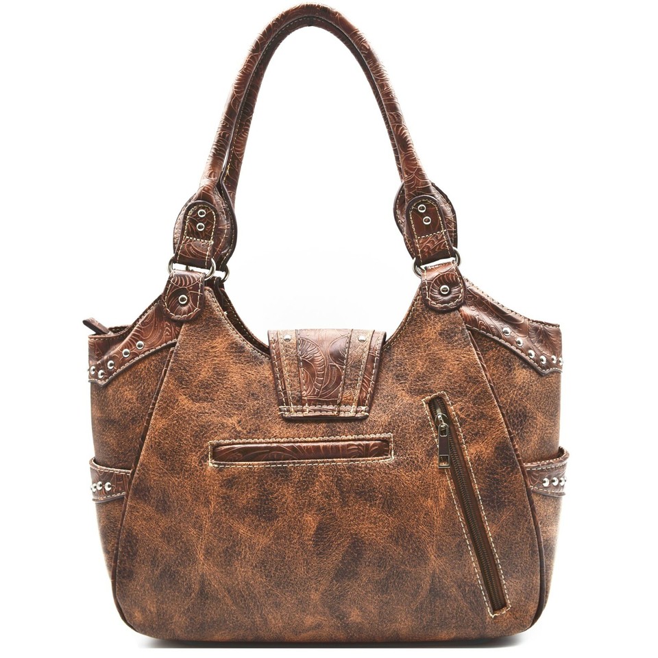 Western Style Purse Floral Engraved Buckle Tote Bag Women Shoulder Bag ...