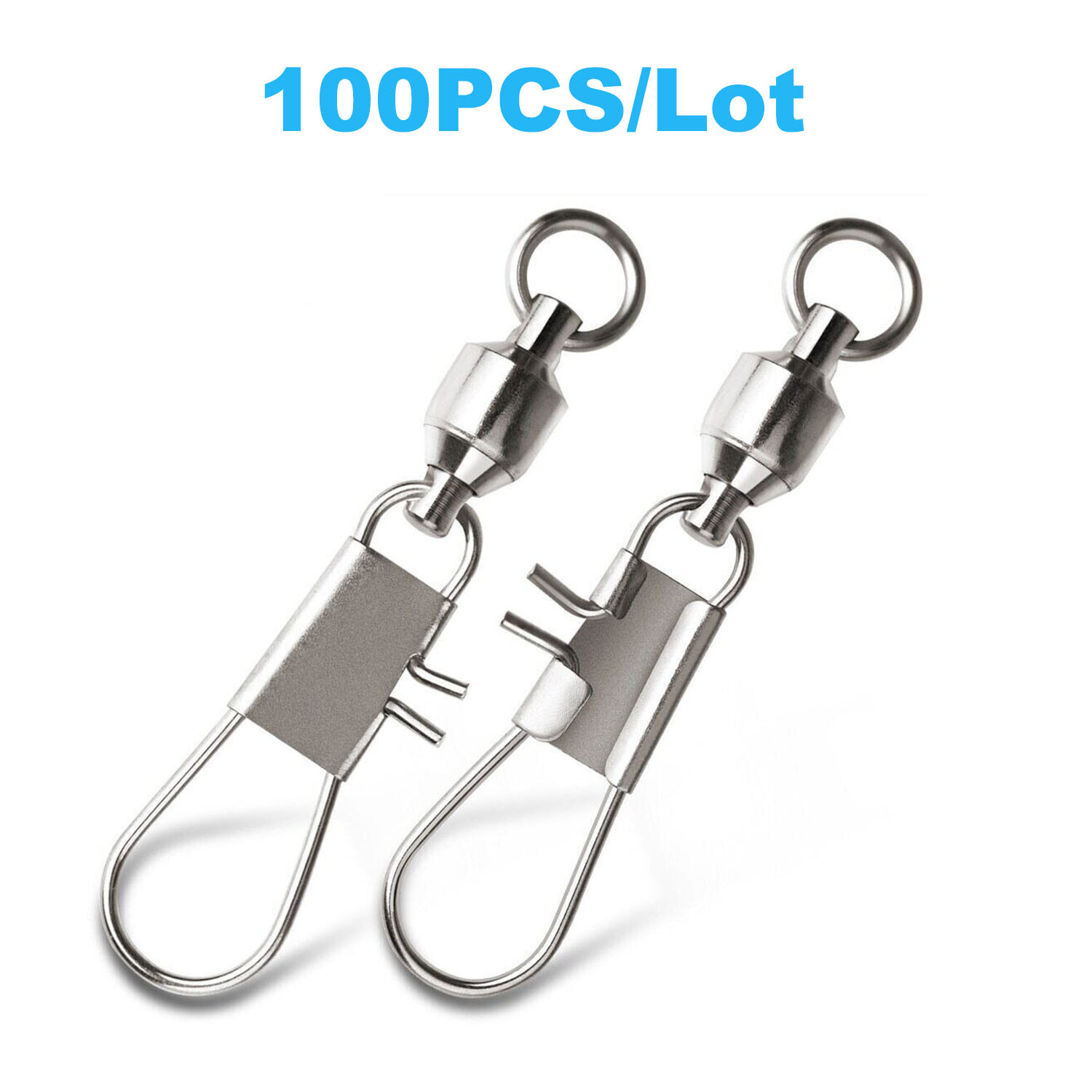 100PC Ball Bearing Swivel with Snap Assortment Line Connector Saltwater ...