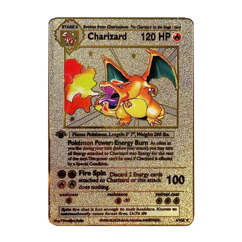 Pokemon 1st Edition Base Set Shadowless Charizard GOLD Metal DISPLAY ...