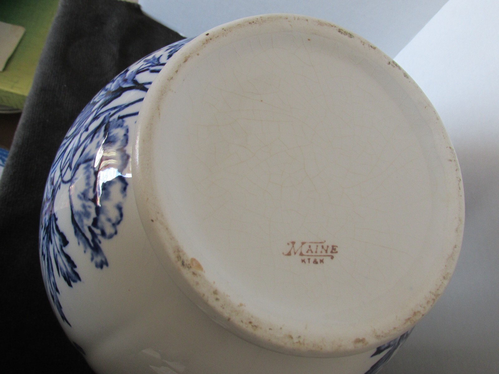 KT&K KNOWLES TAYLOR & KNOWLES MAINE PATTERN FLOW BLUE WHITE WATER ...