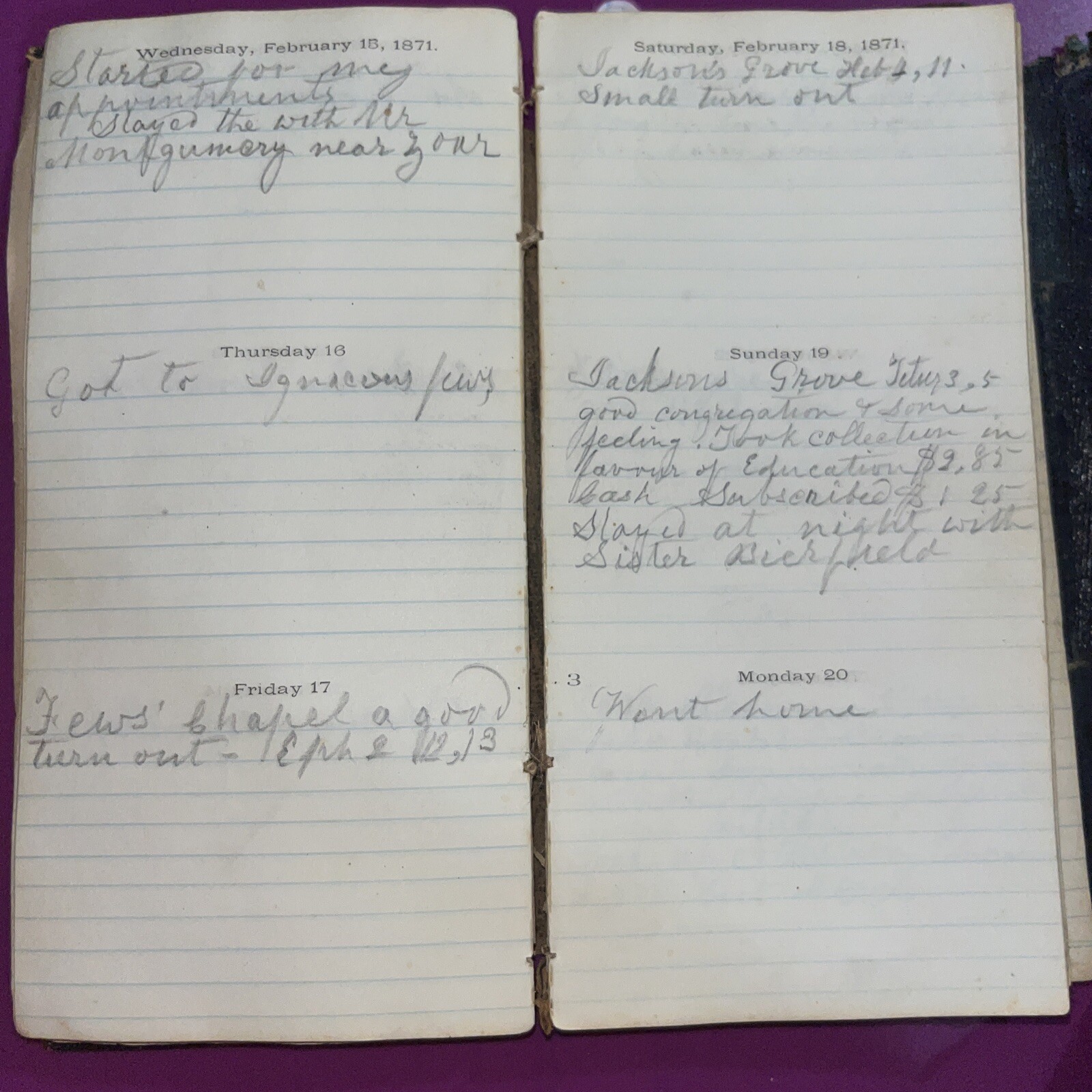 Vintage Minister/ Pastor Diary/ Journal 1800’s with Handwritten Entries ...