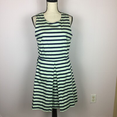 Gap Designed Crafted Fit & Flare Dress Sz 12 Woman Blue Green Striped Sleeveless | eBay