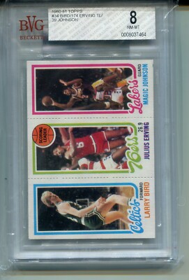 1980 Topps Basketball Larry Bird Magic Johnson Rookie Card BVG 8 NM ...