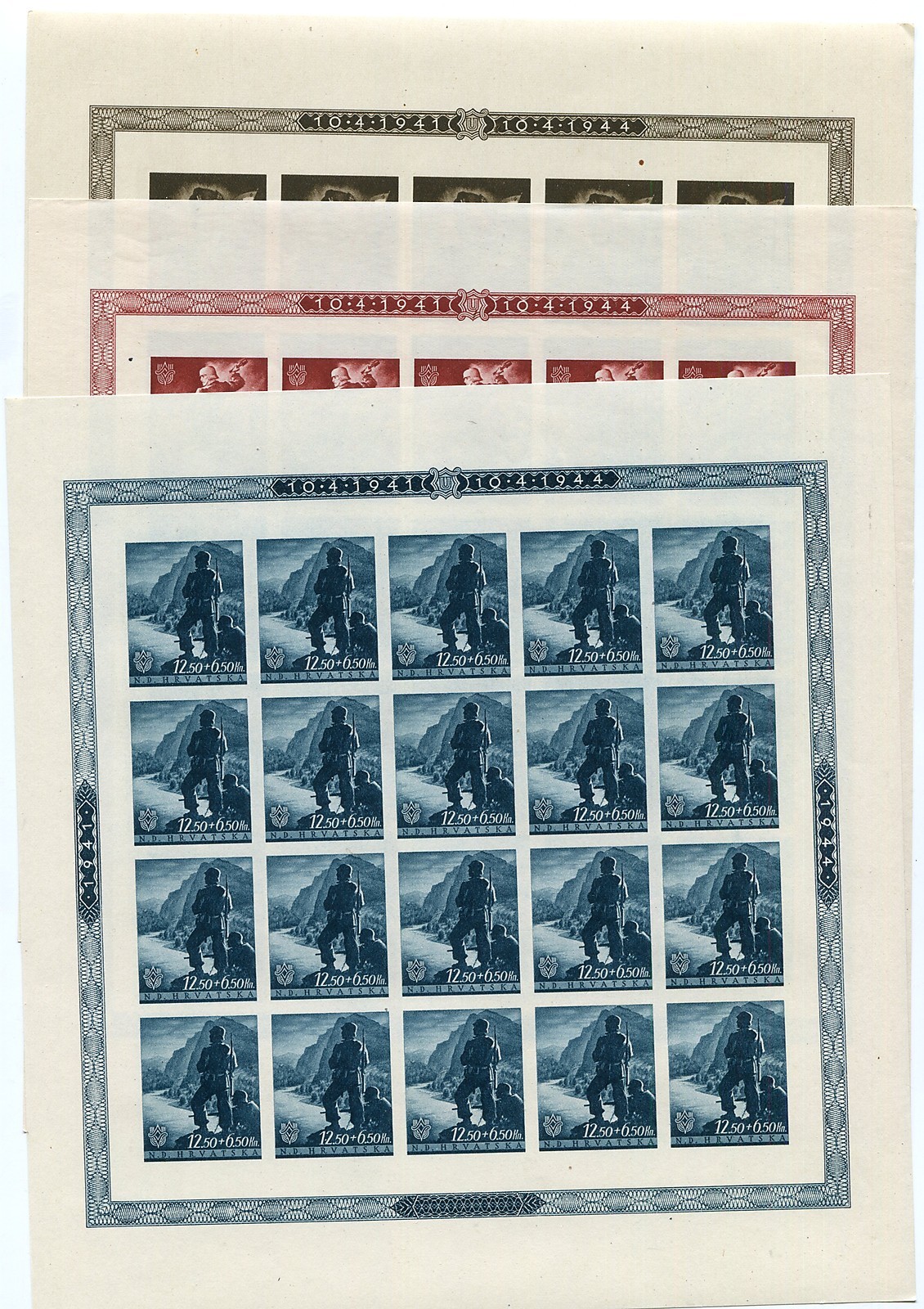 NDH CROATIA GERMAN PUPPET STATE B60-B62 BLACK LEGION SHEETS 2nd QUALITY ...