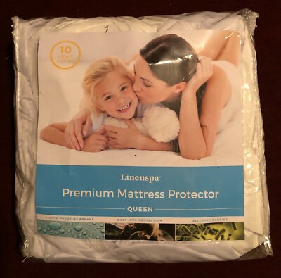 LINENSPA Premium Smooth Fabric Mattress Protector 100% Waterproof ...