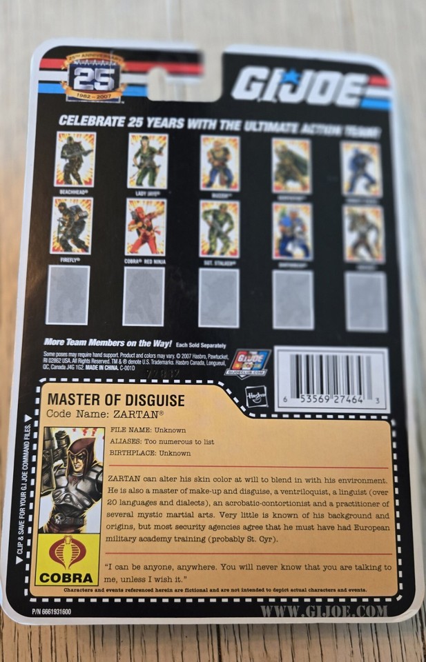 Gi Joe 25th Anniversary Master Of Disguise "Zartan" 2007 653569274643 ...