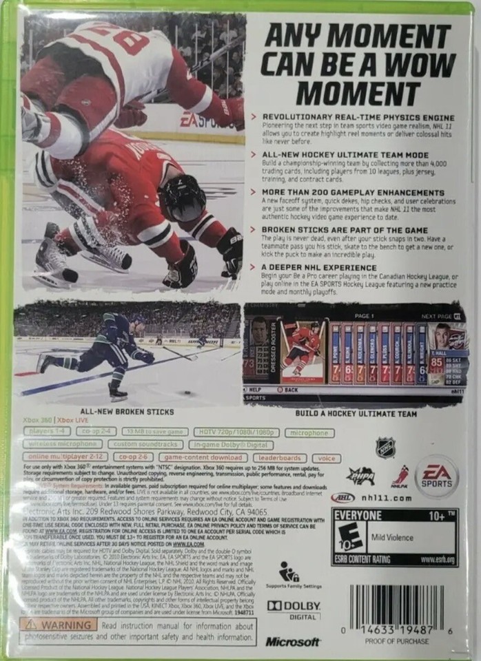 NHL 11 (Microsoft Xbox 360, 2010) Ice Hockey 🏒 Complete with manual ...