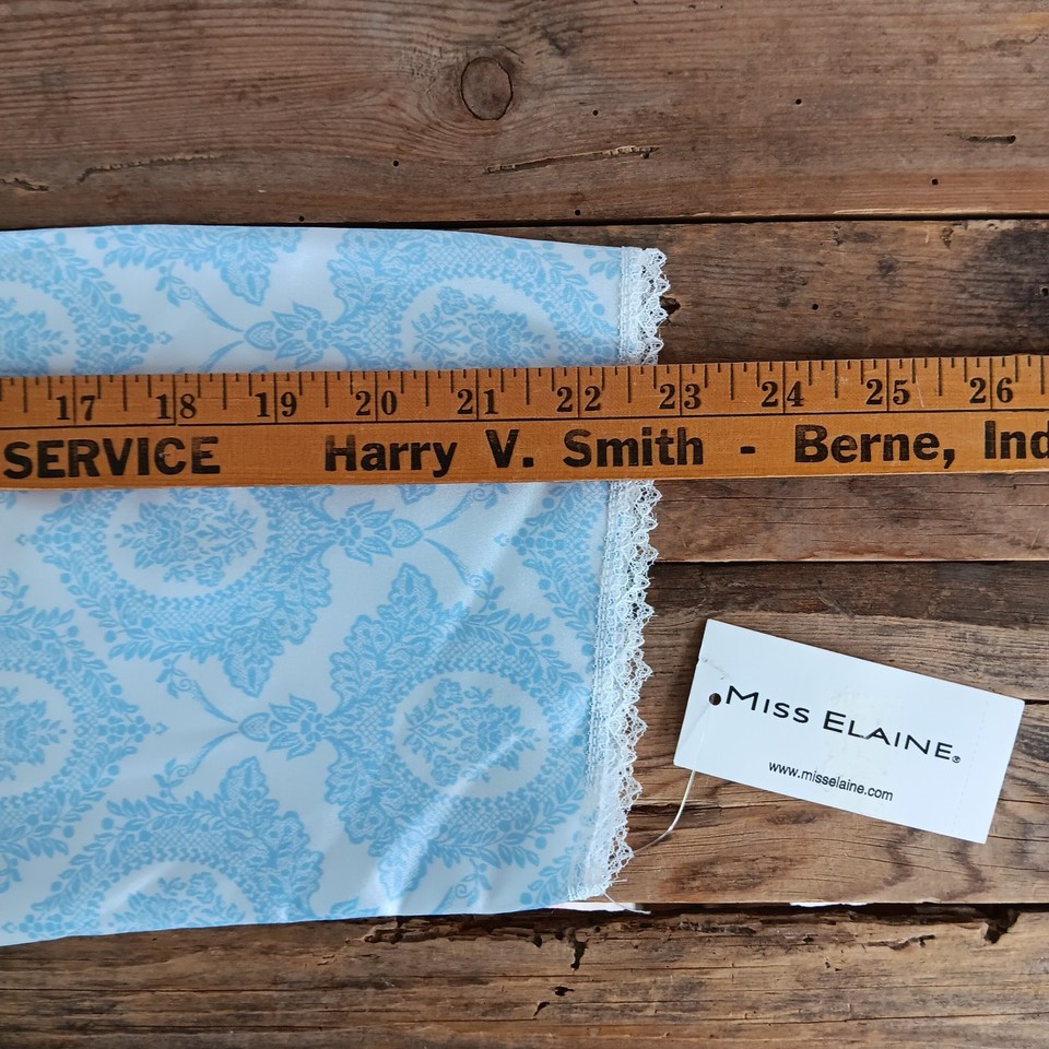 NWT Miss Elaine Blue White Floral Granny Nightgown LS Size XL Lace Trim ...