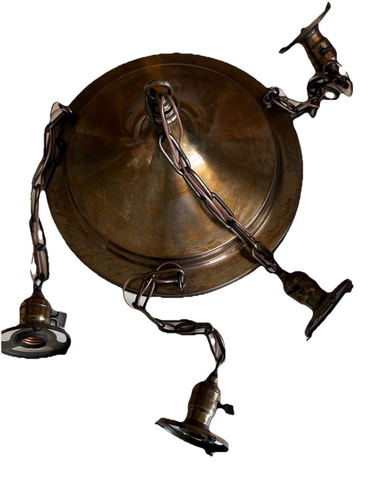 Antique Mission Art Crafts Chandelier Ceiling Light: Brass 4 Chains ...