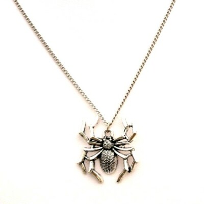 Halloween spider necklace 1.25"x1.25" silver tone #9 christmas stocking ...