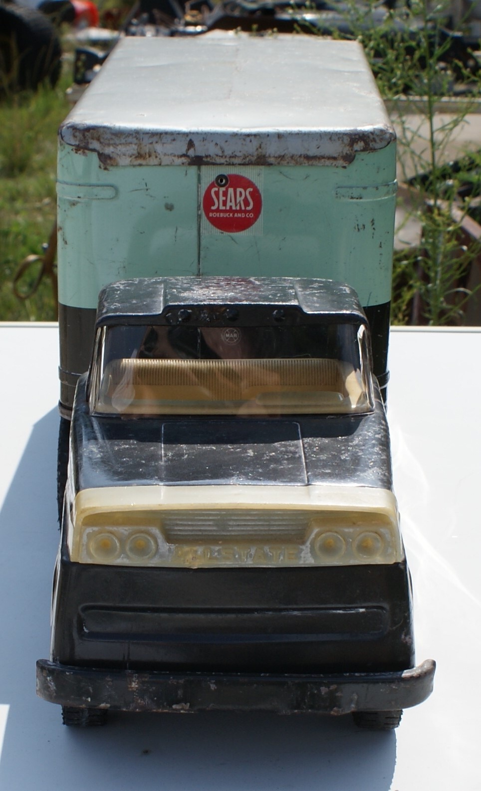 RARE Allstate Semi Truck With Two Sears Roebuck & Co Enclosed Trailers ...