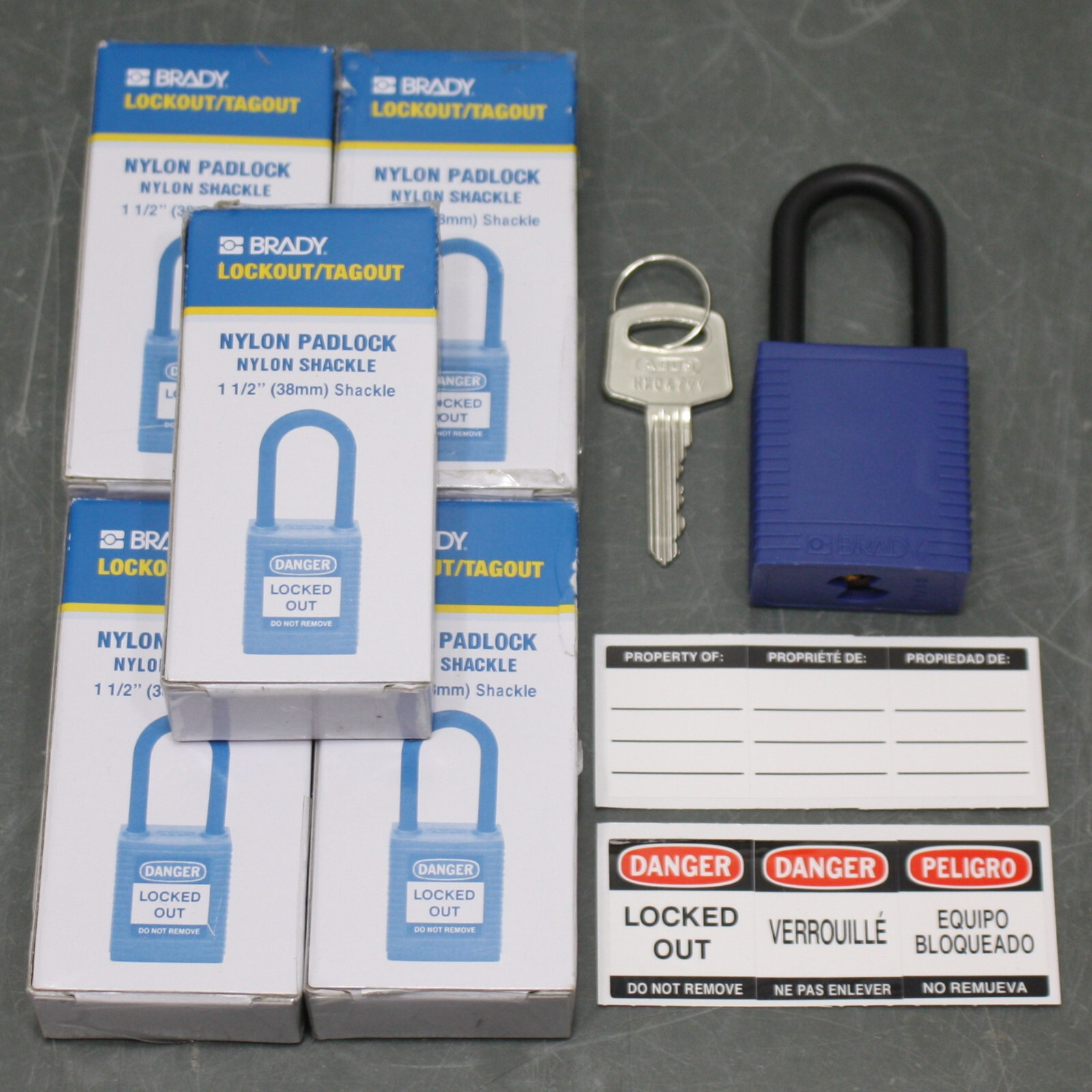 (6) Brady Lockout Padlock 123343, KA, Blue, Keyed Lock, 1/4" Shackle | eBay
