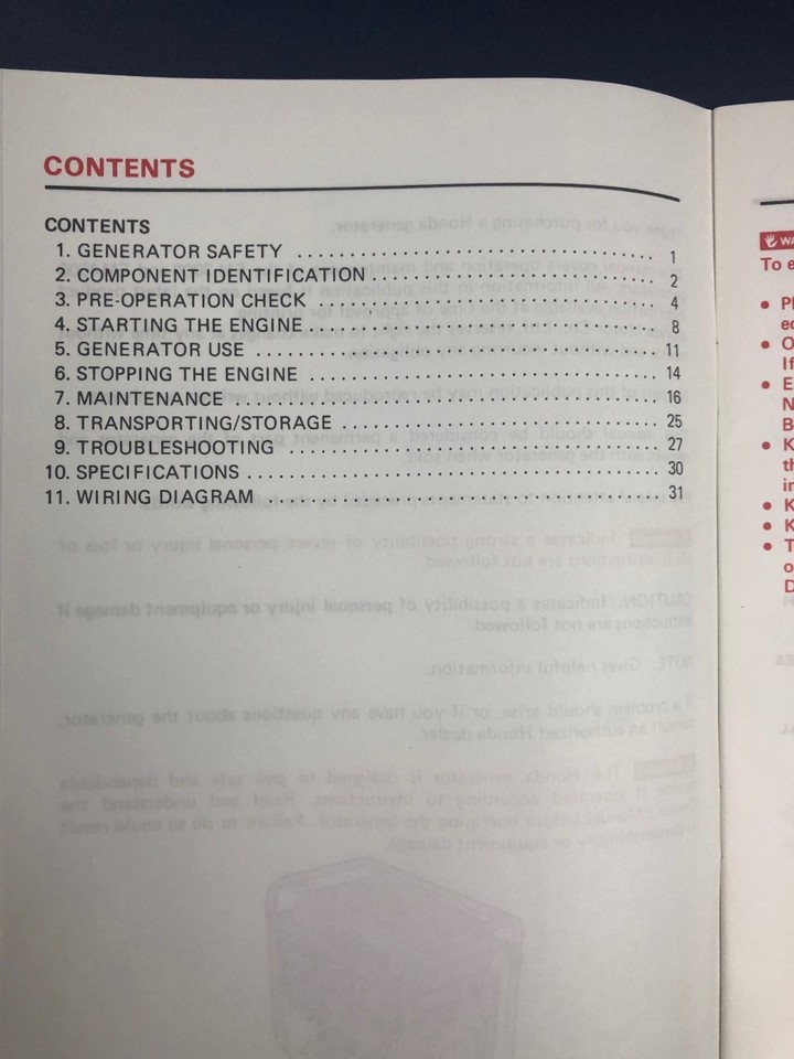 Honda EM3000 EM4000 Owner's Manual | eBay