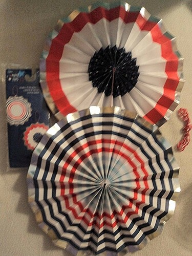 Patriotic Paper Fans Set 2 Red White Blue Silver 4th July 11" Party ...