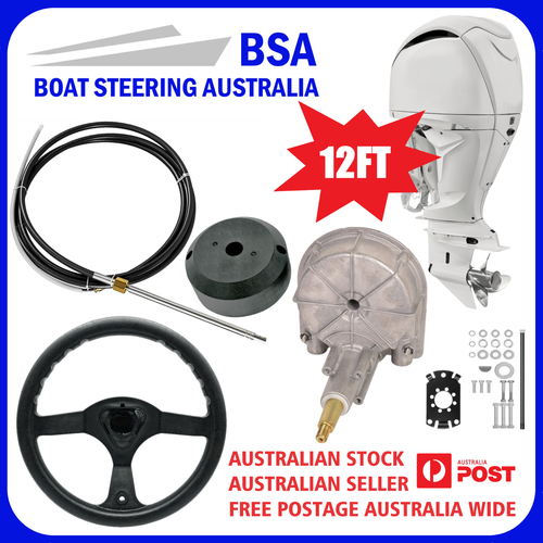 BOAT STEERING KIT 12FT / 3.6m Cable Helm Wheel Multiflex Teleflex ...