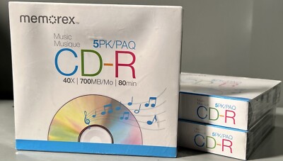 NEW Memorex Music CD-R 700 MB 80 Minute 40X 5-Pack with Slim Cases - 3/ ...