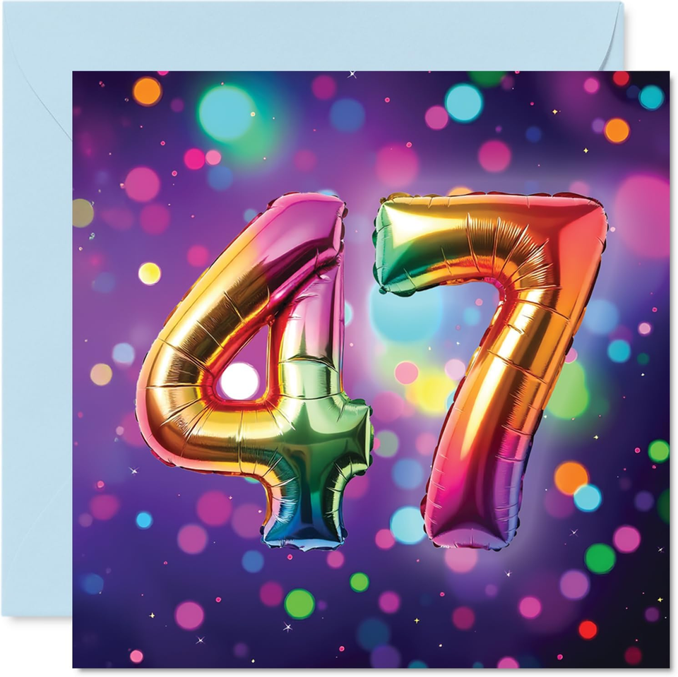 47Th Birthday Cards for Women Men - Rainbow Foil Balloon - Happy ...