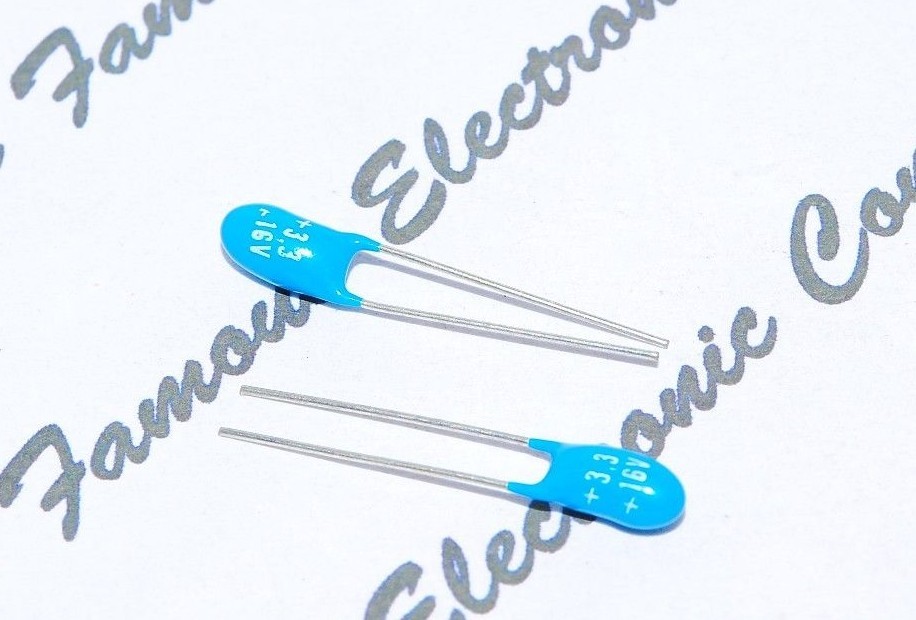 4pcs- 3.3uF (3,3µF) 16V Tantalum Radial Dipped Capacitor - Light Blue ...
