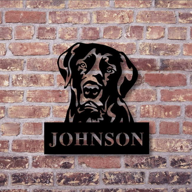 Personalized Labrador Metal Signs, Monogram Wall Decor, Custom Last ...