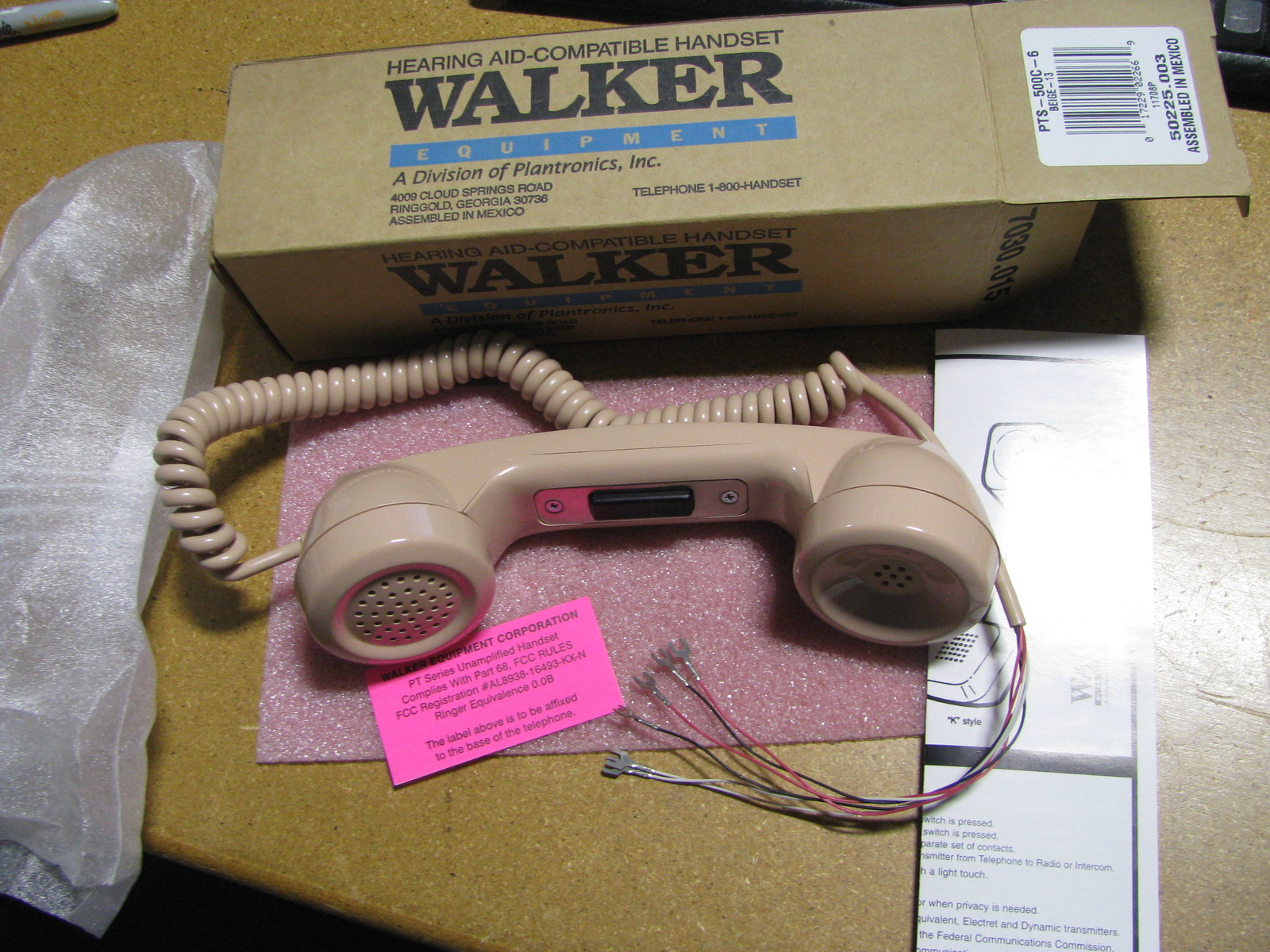 WALKER / PLANTRONICS HANDSET PTS-500C-6-13 NSN: 5965-00-928-4855 | eBay
