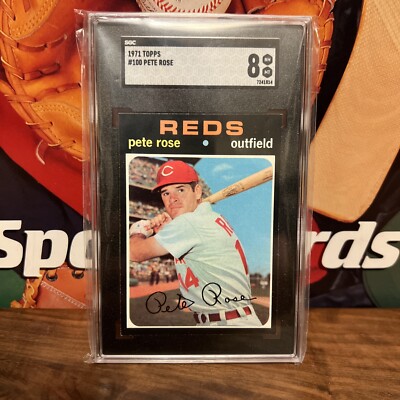 1971 Topps #100 Pete Rose Cincinnati Reds 50-50 Centered SGC 8 NM/MT ...