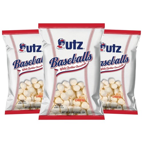 3 NEW 8.5 OZ BAGS UTZ MLB BASEBALLS WHITE CHEDDAR CHEESE BALLS BEST ...