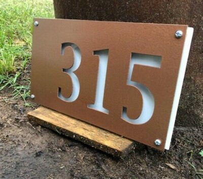 Metal Two Layer Modern Address Sign Custom Plasma Cut Sign Art 6-1/2 ...