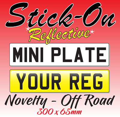 Stick On Number plate MINI Novelty registration sticker reflective Off ...