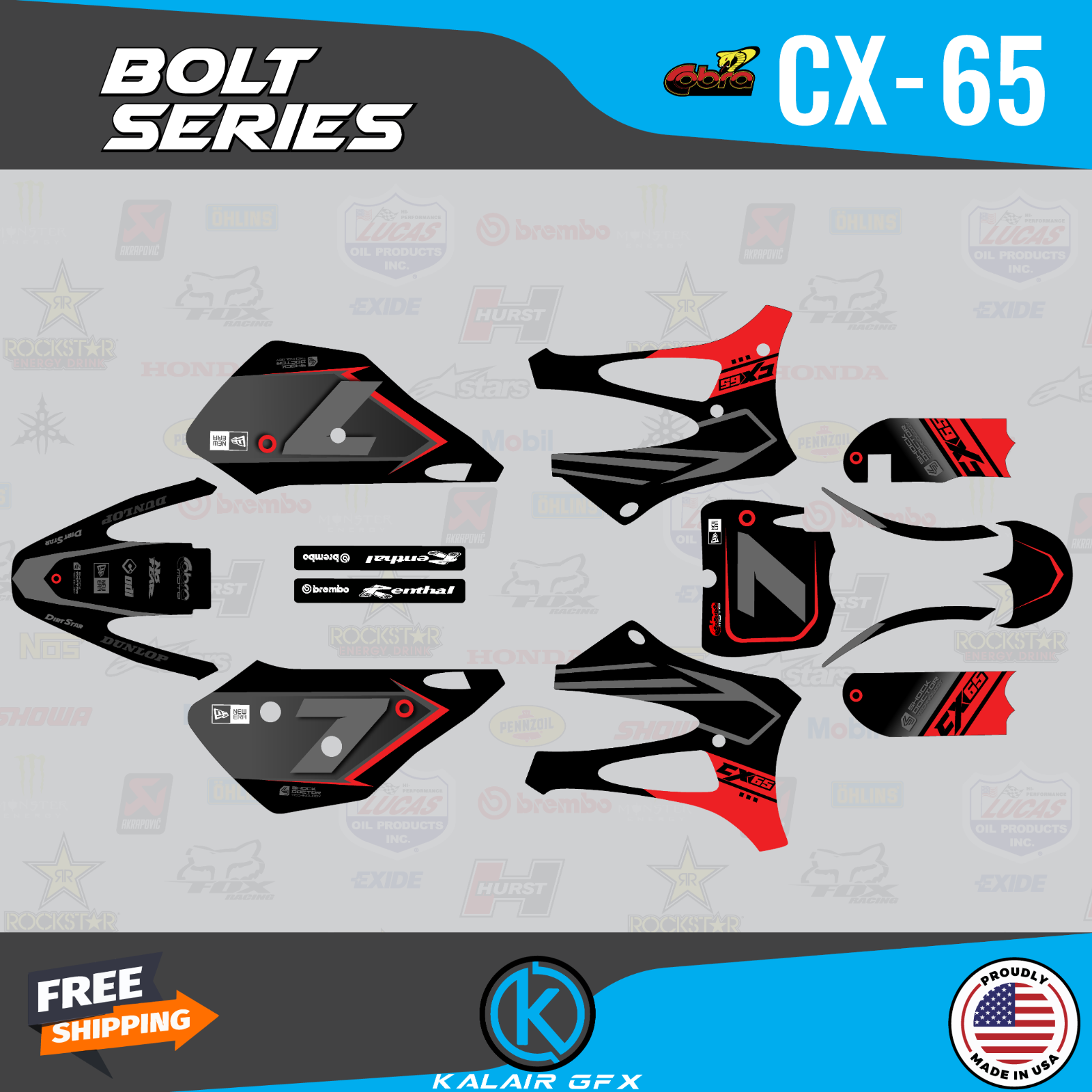 Graphics Kit for Cobra CX65 (2010-2021) CX 65 Bolt Series - Red | eBay