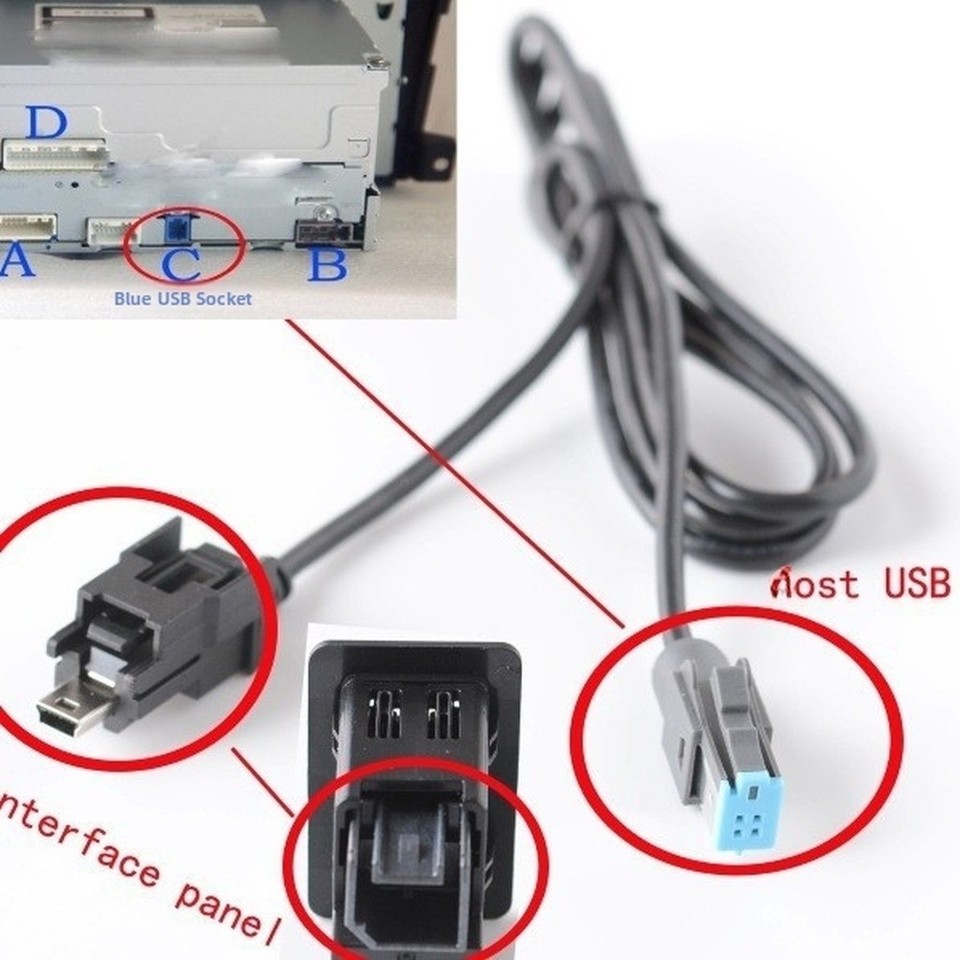 Car Radio USB Cable USB Socket Cable Fit For Nissan 2008-2013 USB ...
