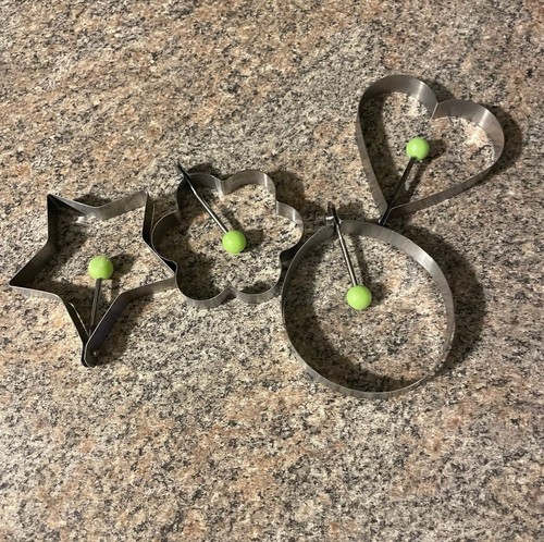 Set of Metal cooking molds with Green Handles | eBay