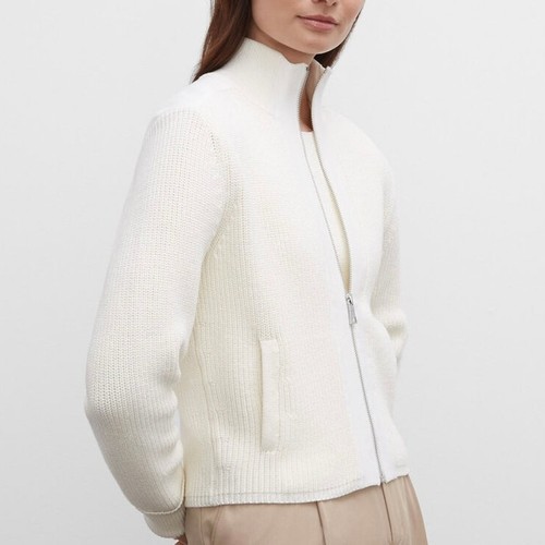 Club Monaco Rib Knit Cardigan Chunky Ribbed Zip Bomber Sweater, Size M ...