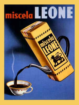 Miscela Leone Lion American Black Coffee Cafe Cup Vintage Poster Repro ...