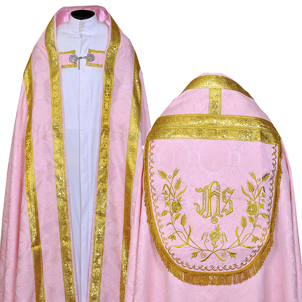 New Rose Cope & Stole Set with IHS embroidery,capa pluvial,far fronte ...