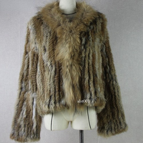 Fashion Women Knitted Real Fur Coat Warm Jacket Casual Outwear ...