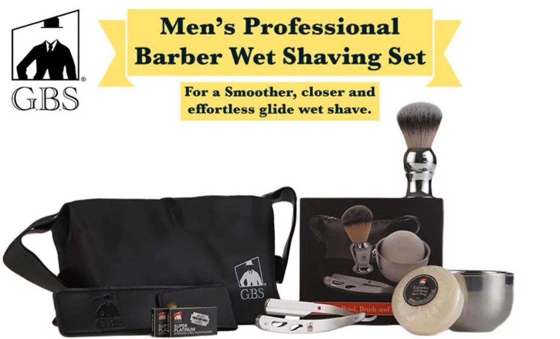 Professional Barber Wet Shaving Set Travel Doppler Bag Razor Bowl Mug ...