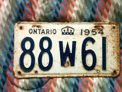 Vintage 1954 ONTARIO ON Canada Vehicle License Plate Black White Crown ...