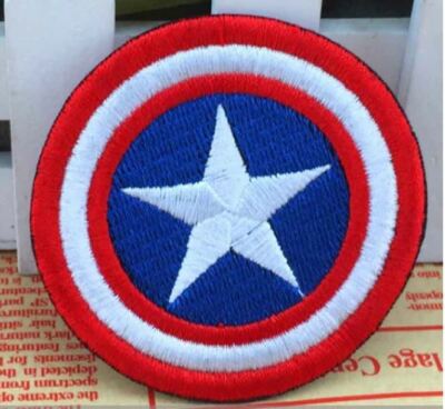 Captain America Patch Marvel Circle Star Iron On Embroidered Applique 2 ...