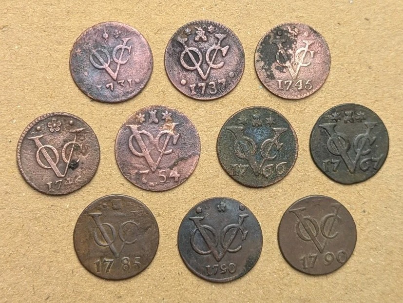 Lots 10 Pcs Dutch VOC 1 Duit 1731 - 1790 New York Penny Copper Coin ...