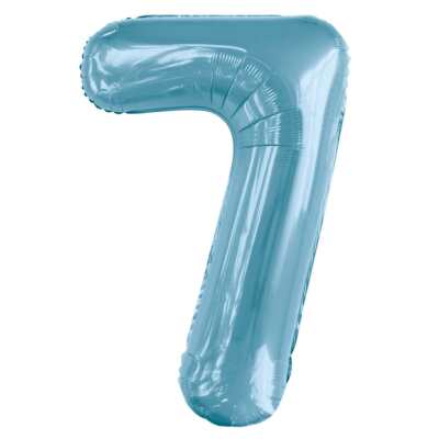 Powder Blue Number 7 Giant Numeral Foil Balloon 86CM (34") Birthday ...