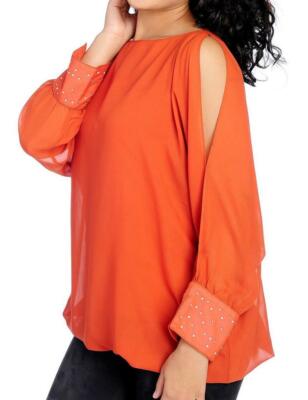 NEW - The Countess Collection Woven Cold Shoulder Embellished Sleeve ...