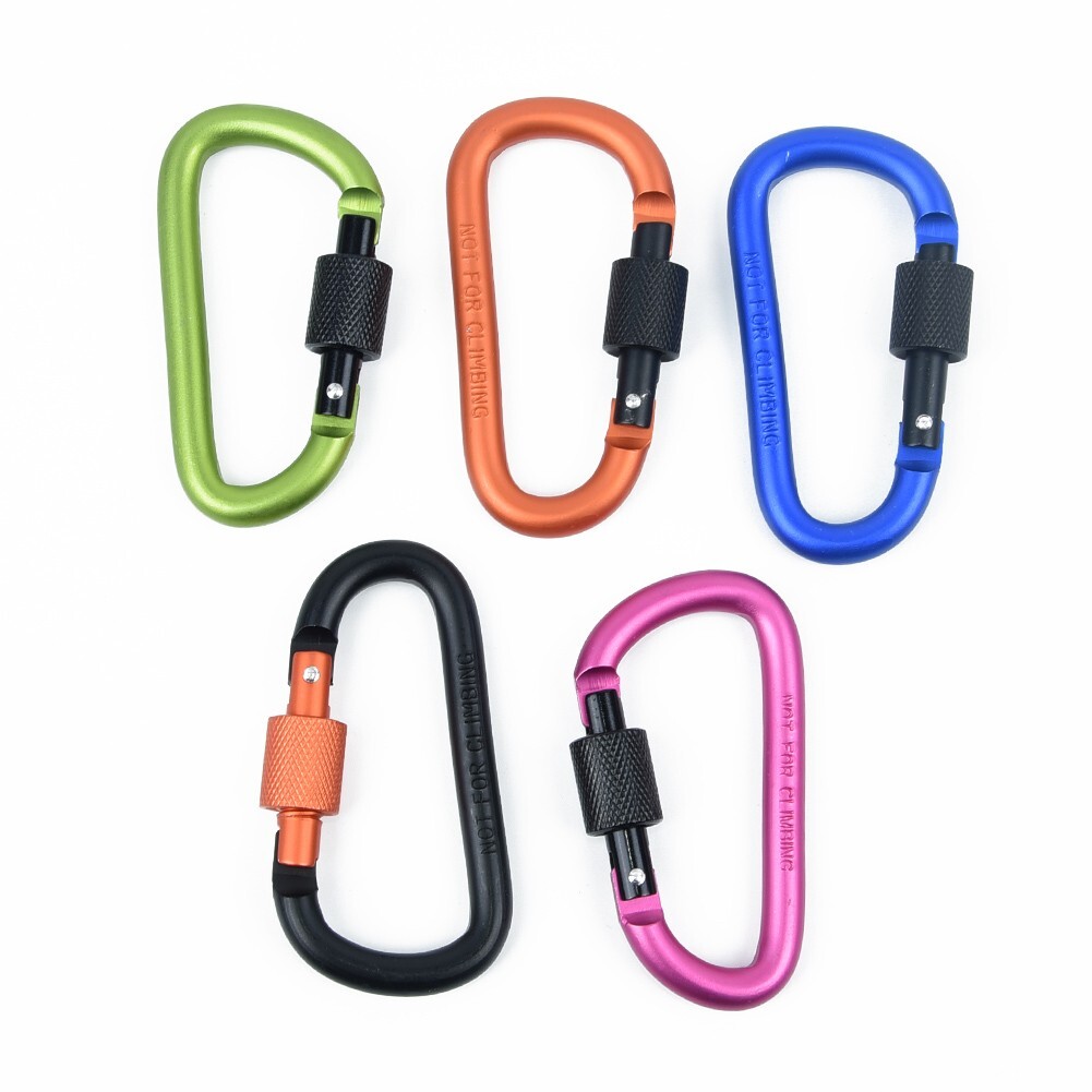 5*Aluminum Snap Hook Carabiner D-Ring Key Chain Clip Keychain Hiking ...