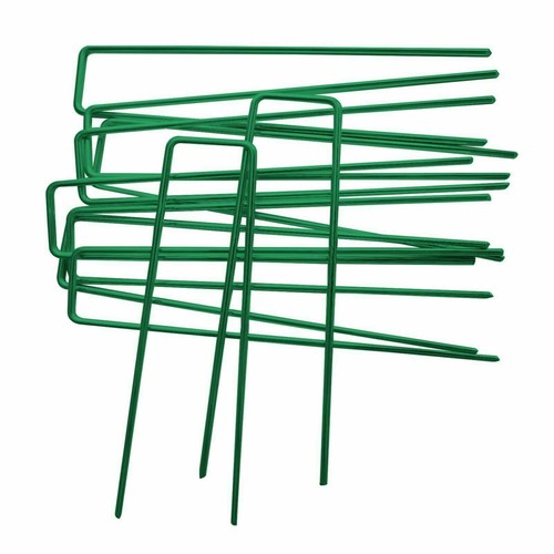 METAL GROUND GARDEN WEED BARRIER MEMBRANE PINS FABRIC HOOKS PEGS ...