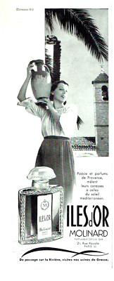 publicité Advertising AD 0223 1940 Iles d'Or de Molinard poesie ...