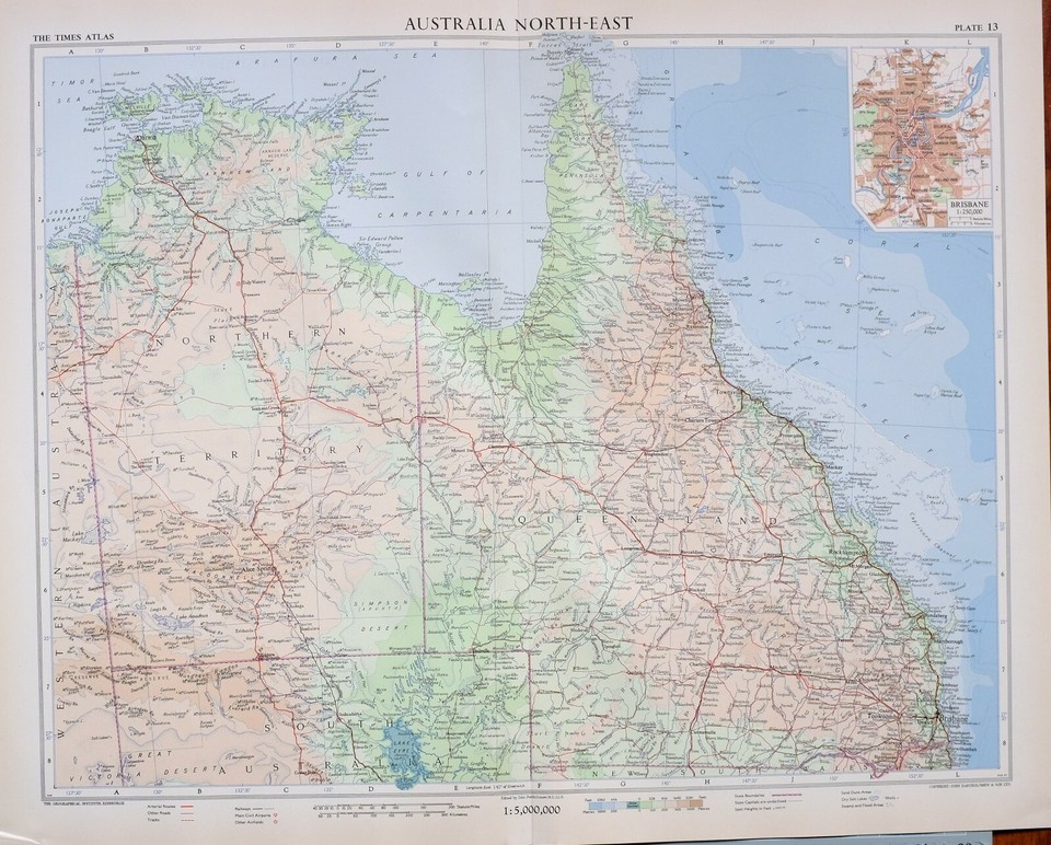 1958 LARGE MAP AUSTRALIA NORTH EAST COOKTOWN BRISBANE ROCKHAMPTON | eBay